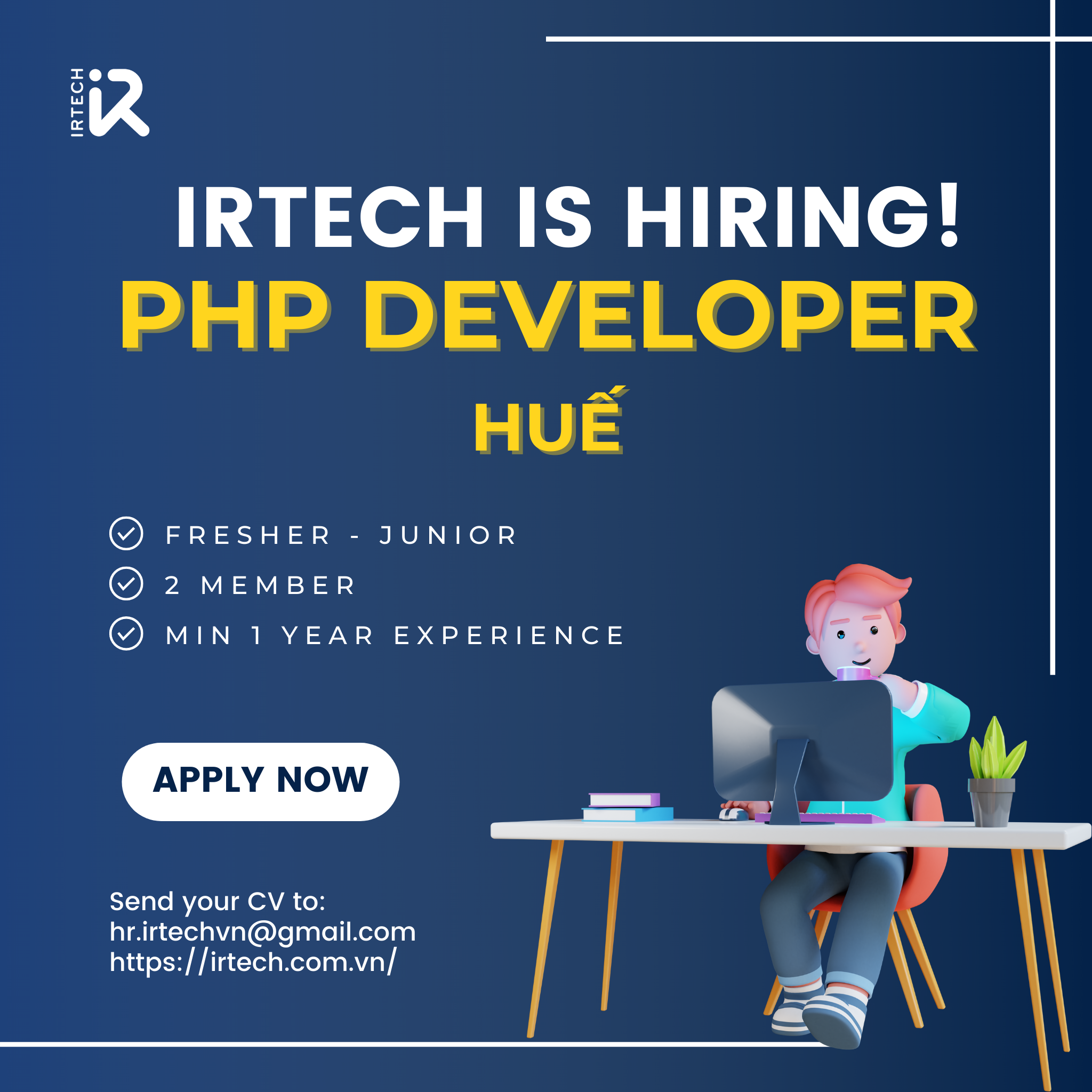 Tuyển dụng Fresher - Junior PHP | IRTECH