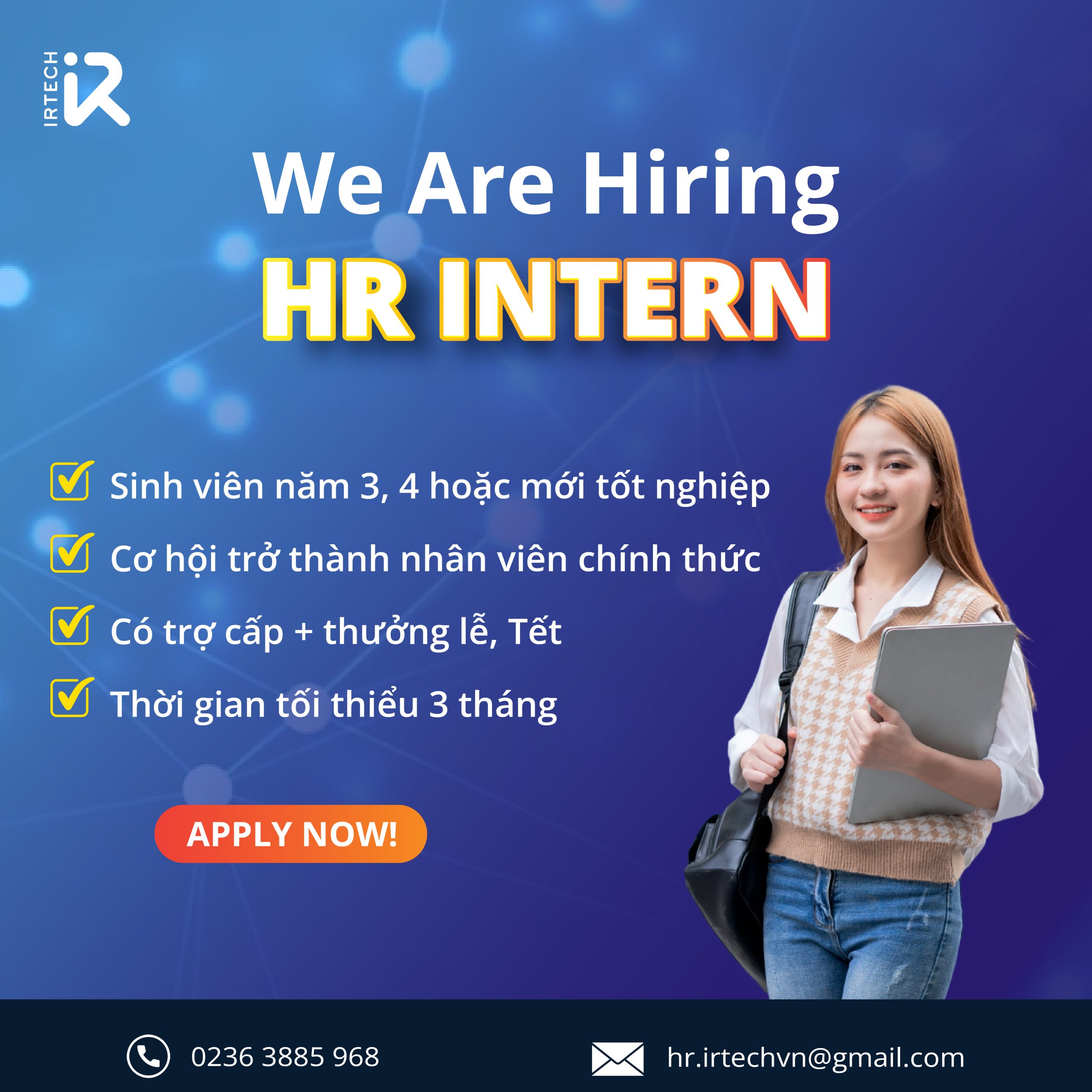 Tuyển dụng vị trí HR Intern | IRTECH